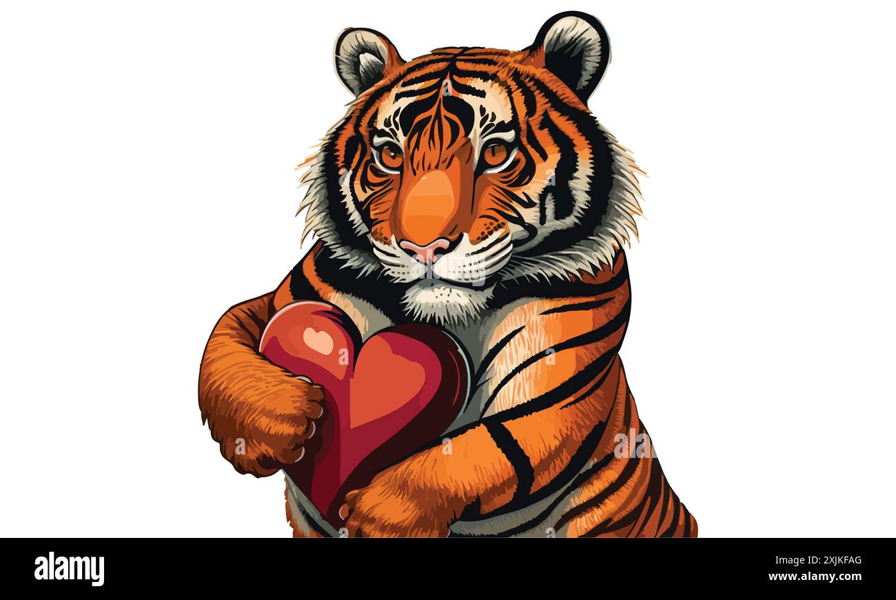 Tiger Valentine Vector Illustration Stock Vector Image & Art - Alamy