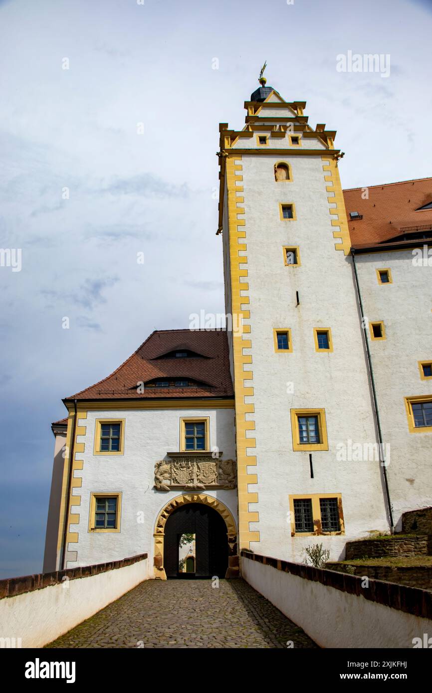 The historic Colditz Castle overlooking the town of Colditz, Germany ...