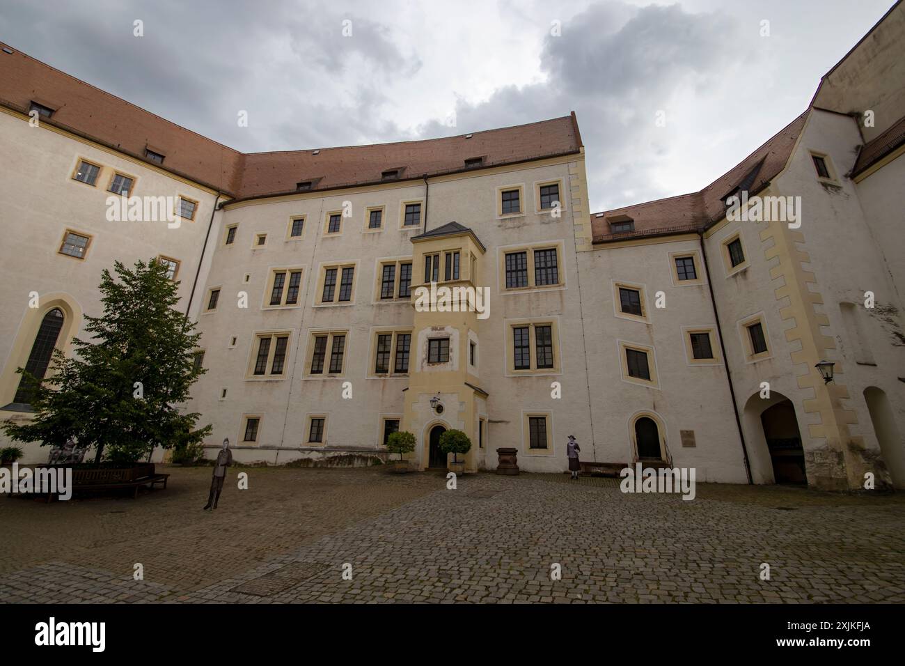 The historic Colditz Castle overlooking the town of Colditz, Germany ...