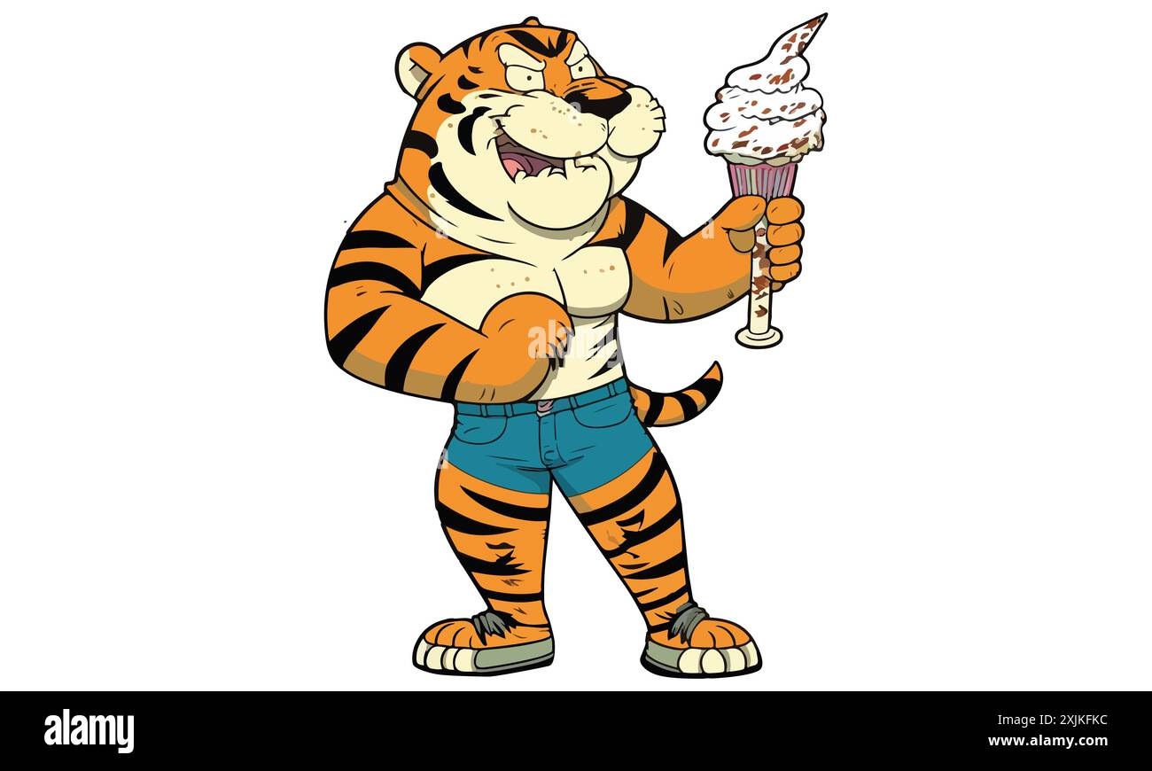 Tiger Eat Ice Cream Vector Illustration Stock Vector Image & Art - Alamy