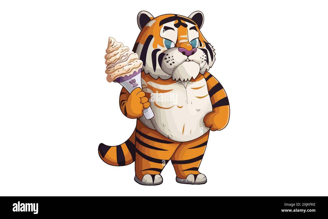 Tiger Eat Ice Cream Vector Illustration Stock Vector Image & Art - Alamy