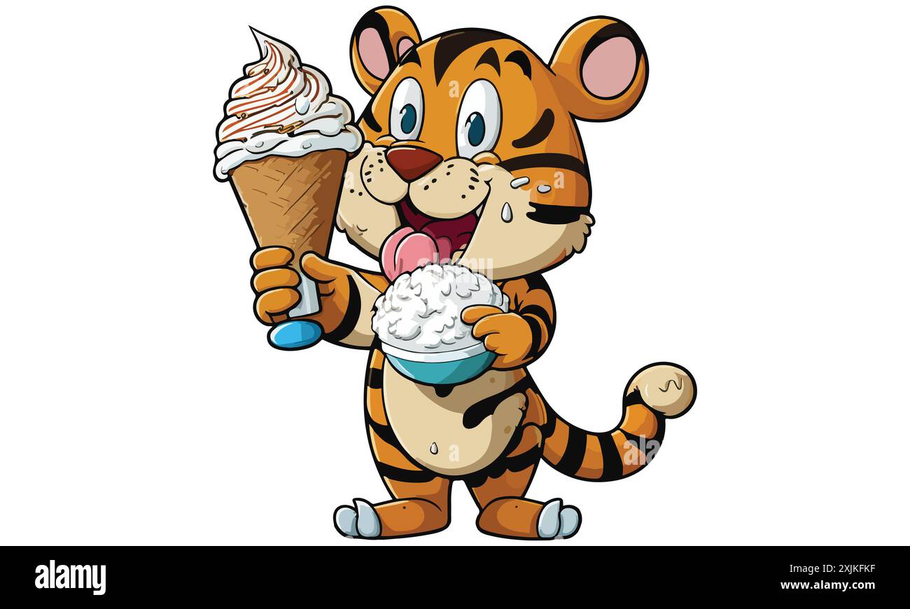 Tiger Eat Ice Cream Vector Illustration Stock Vector Image & Art - Alamy