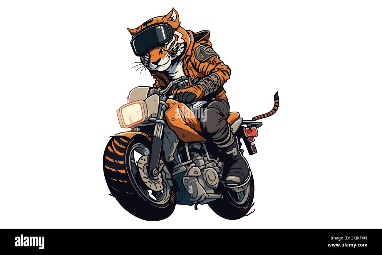 Tiger Riding a Motorcycle Vector Stock Vector Image & Art - Alamy
