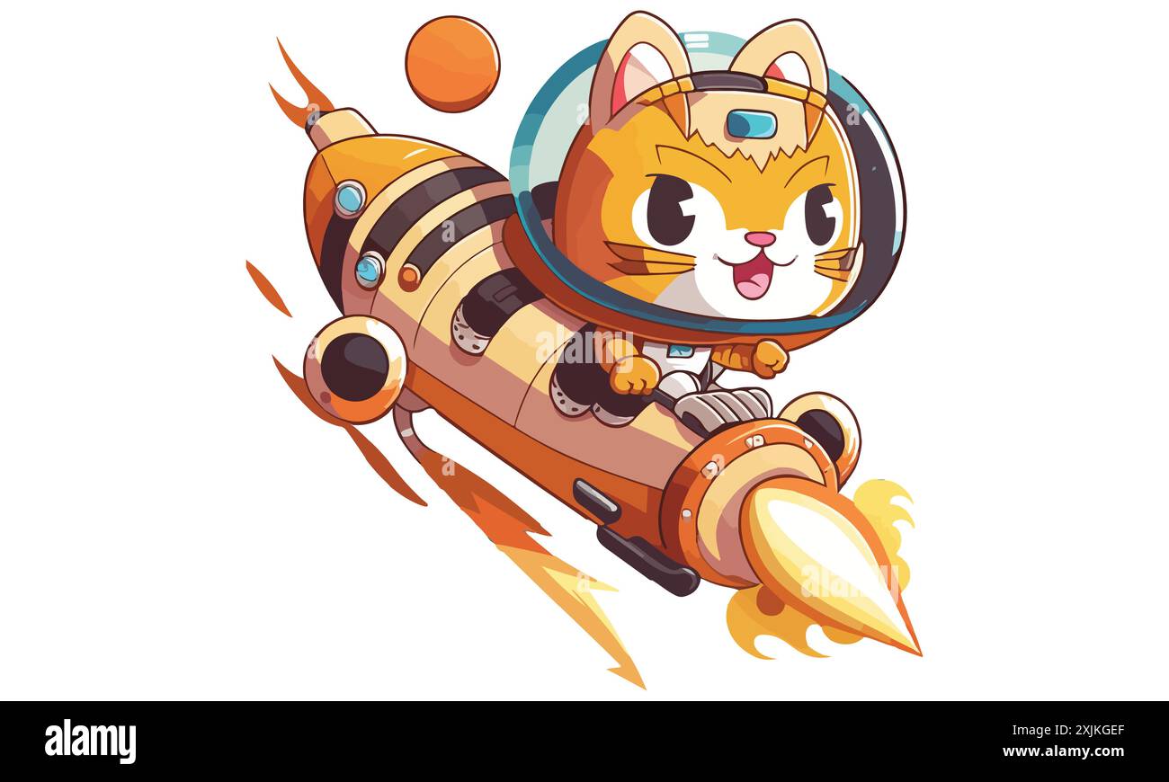Tiger Riding a Rocket Vector Illustration Stock Vector Image & Art - Alamy