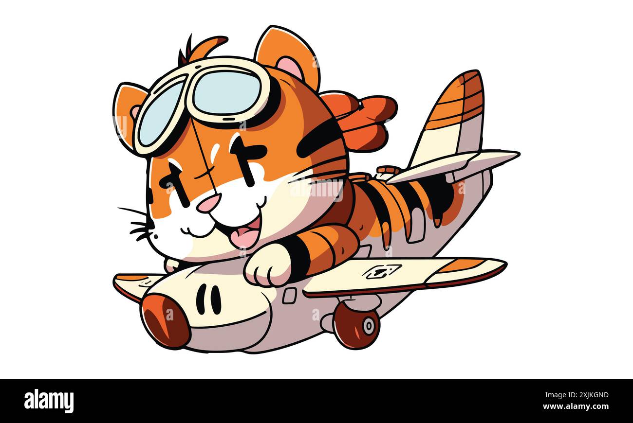 Tiger Riding a Plane Vector Illustration Stock Vector Image & Art - Alamy