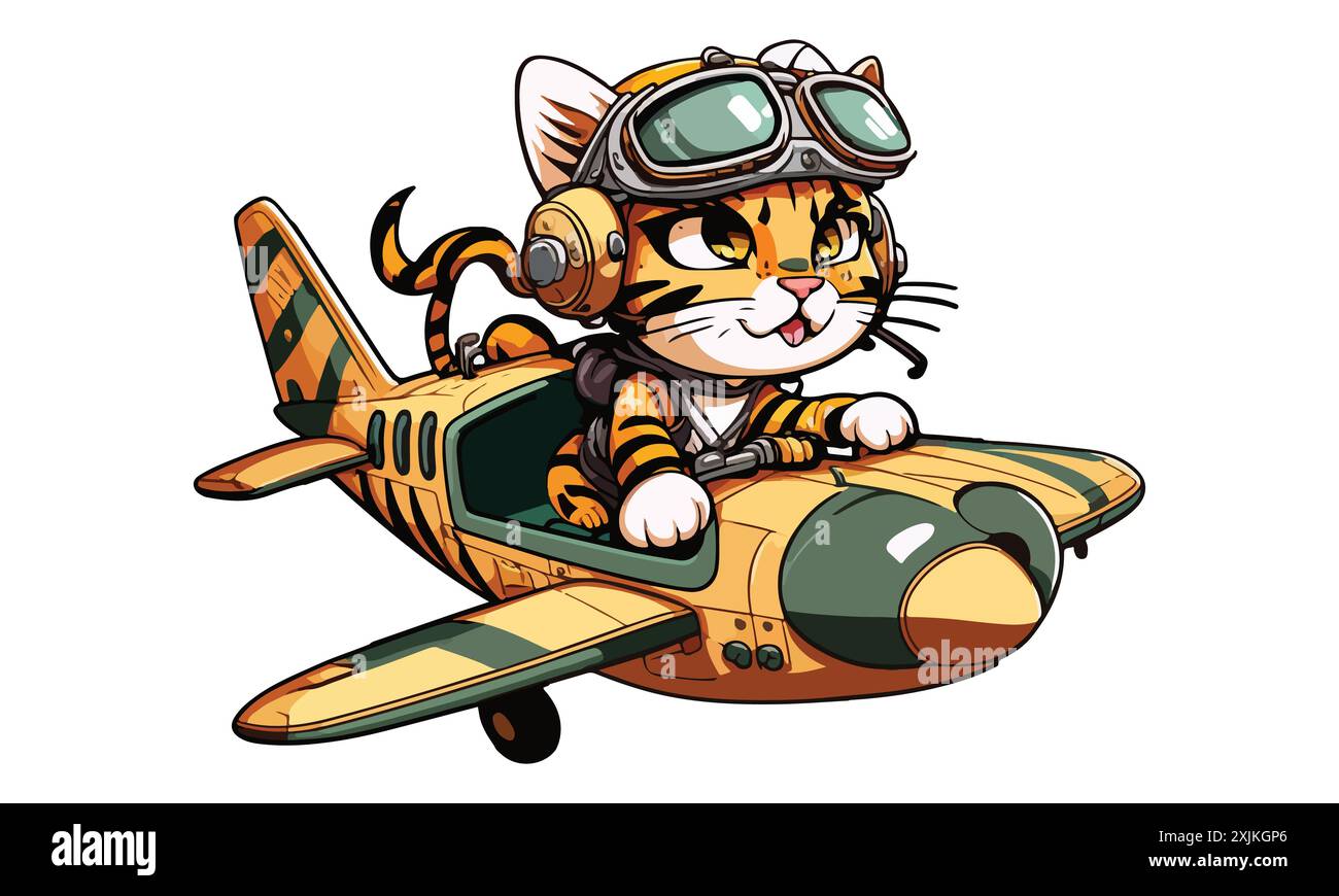 Tiger Riding a Plane Vector Illustration Stock Vector Image & Art - Alamy