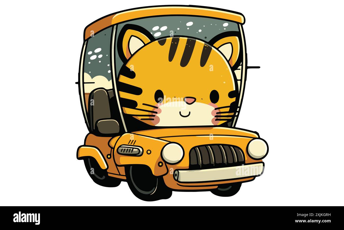 Tiger Riding a Car Vector Illustration Stock Vector Image & Art - Alamy