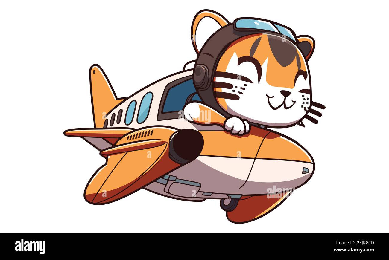 Tiger Riding a Plane Vector Illustration Stock Vector Image & Art - Alamy