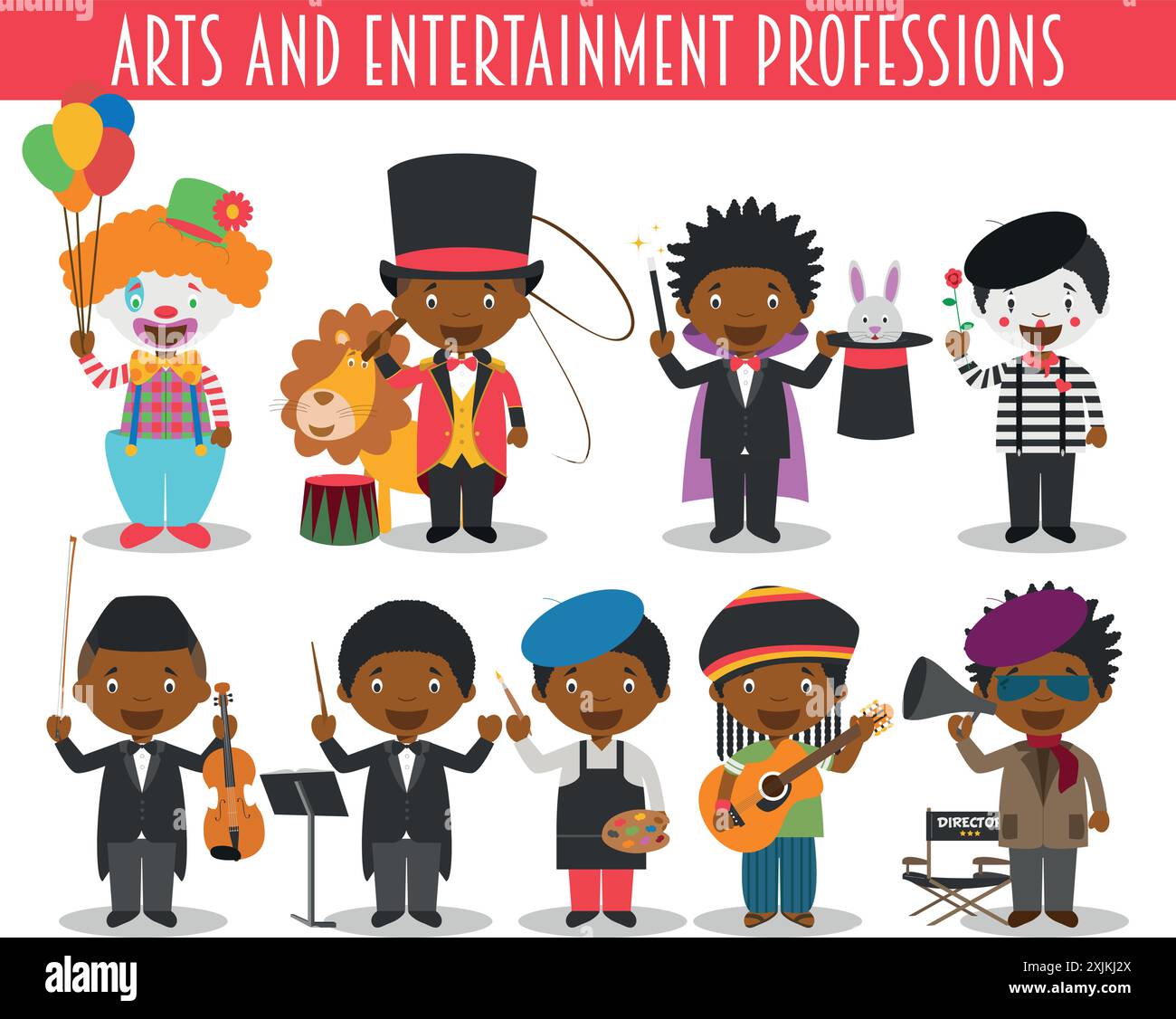 Vector Set of Arts and Entertainment Professions in cartoon style ...