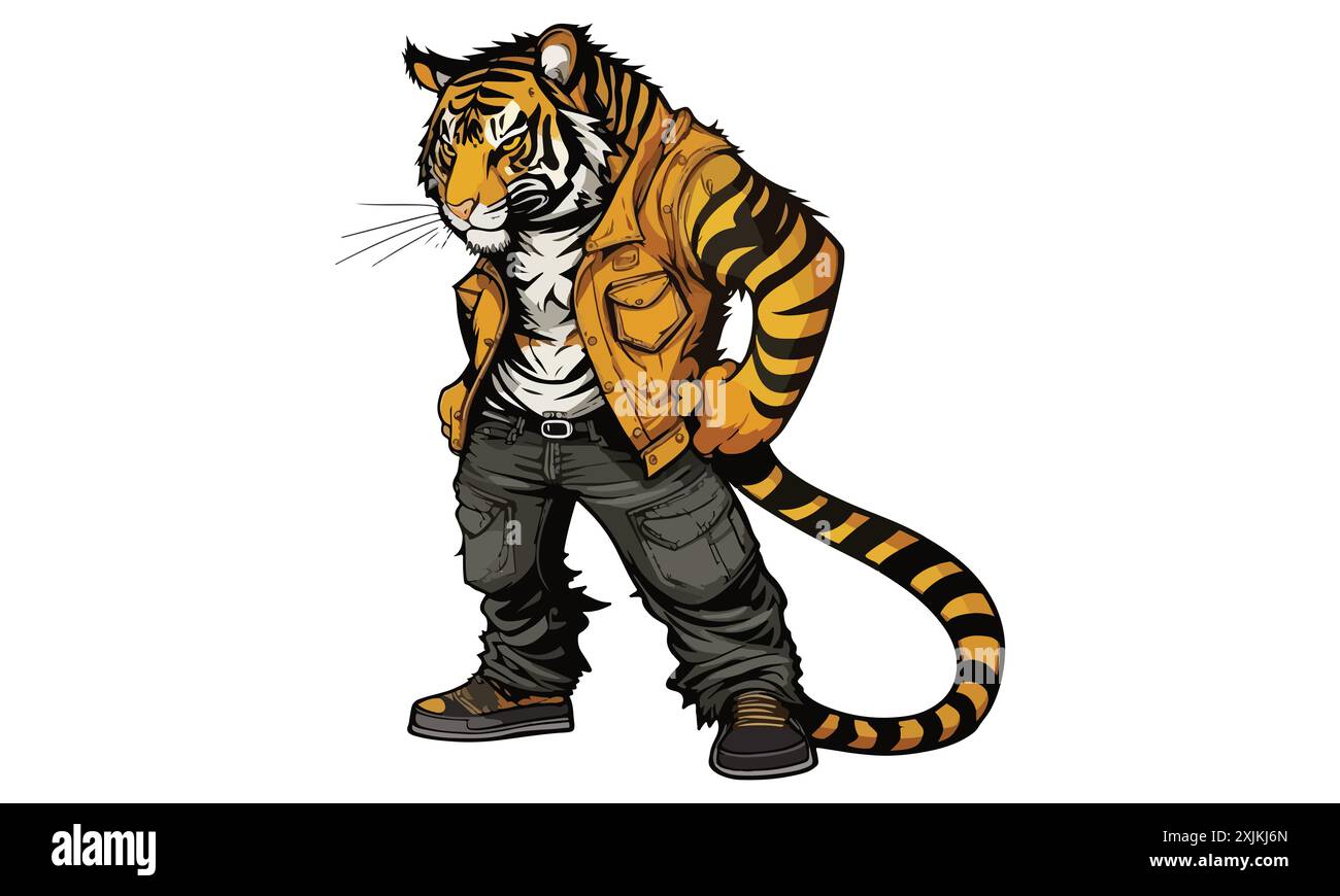 Tiger Full Body Cartoon Character Vector Stock Vector Image & Art - Alamy