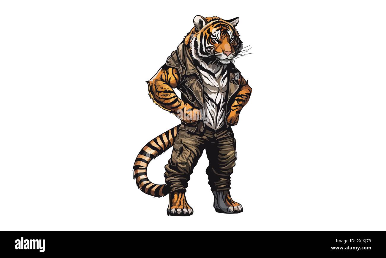 Tiger Full Body Cartoon Character Vector Stock Vector Image & Art - Alamy