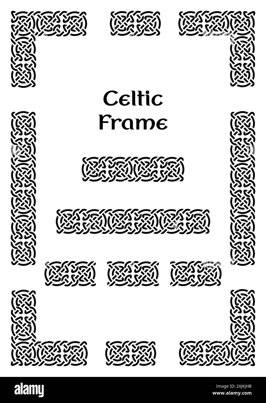 A vector set of Celtic design elements including a frame and decorative ...