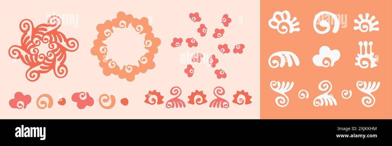 Peach fuzz botanical set texture vector motif with color of the year ...