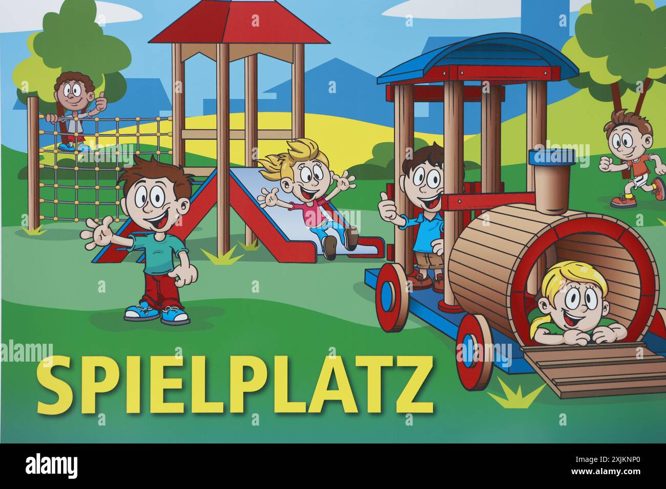 Wernigerode, Germany. 19th July, 2024. A sign points to the playground ...