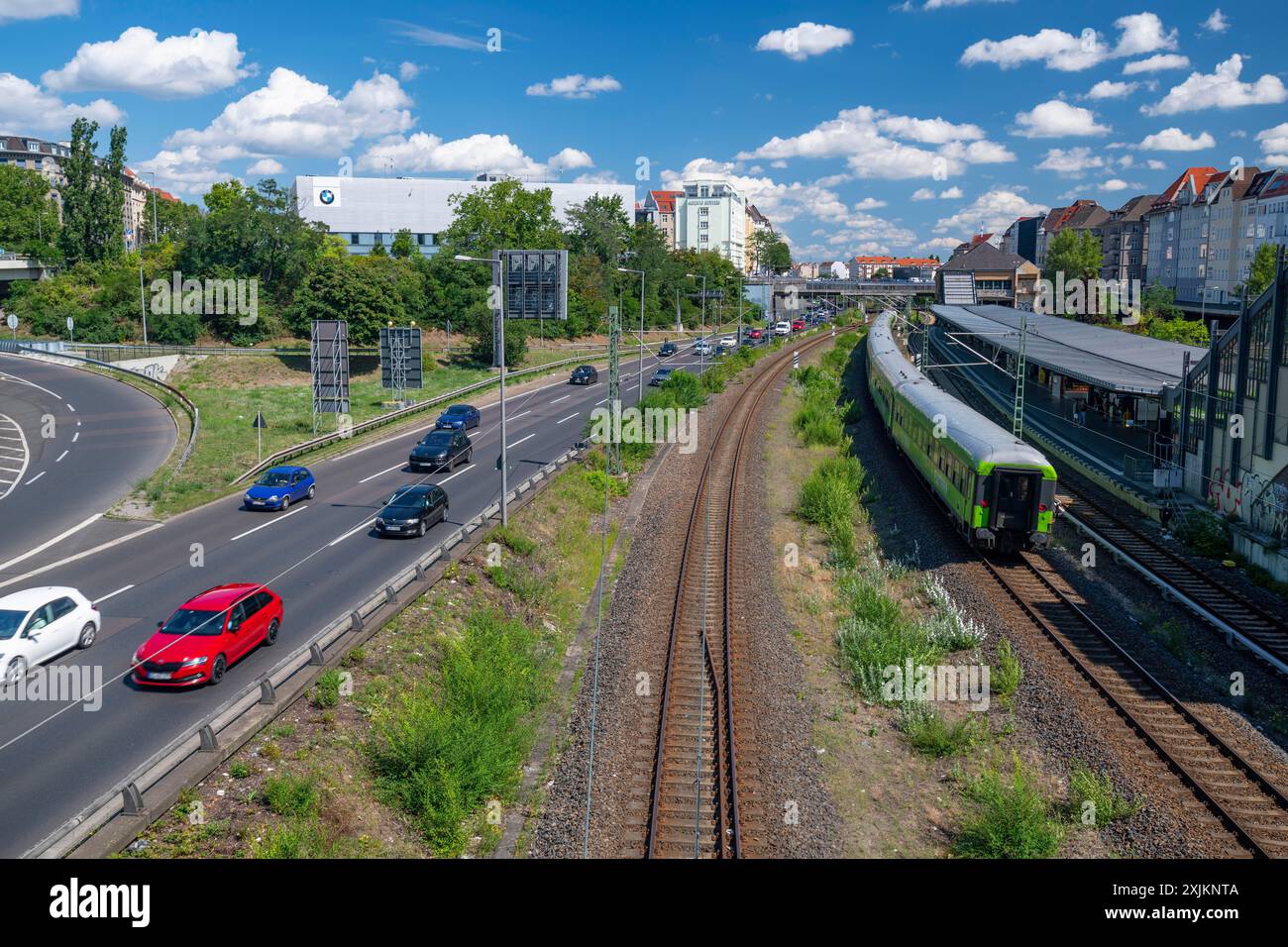 Motorway, A100 city motorway, Witzleben S station, Flixtrain, Berlin ...