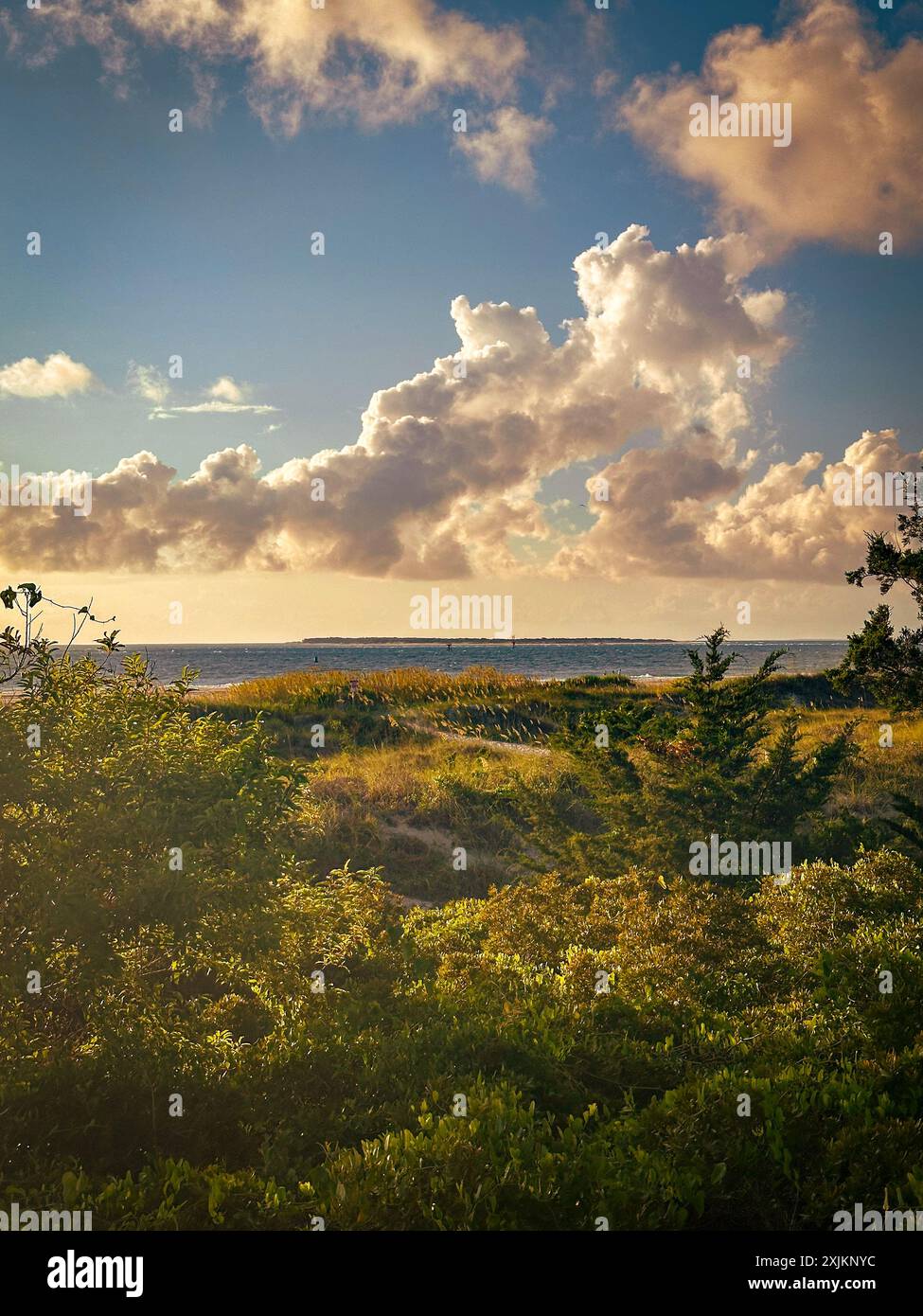 Beautiful morning, golden light in a coastal landscape in the Outer ...