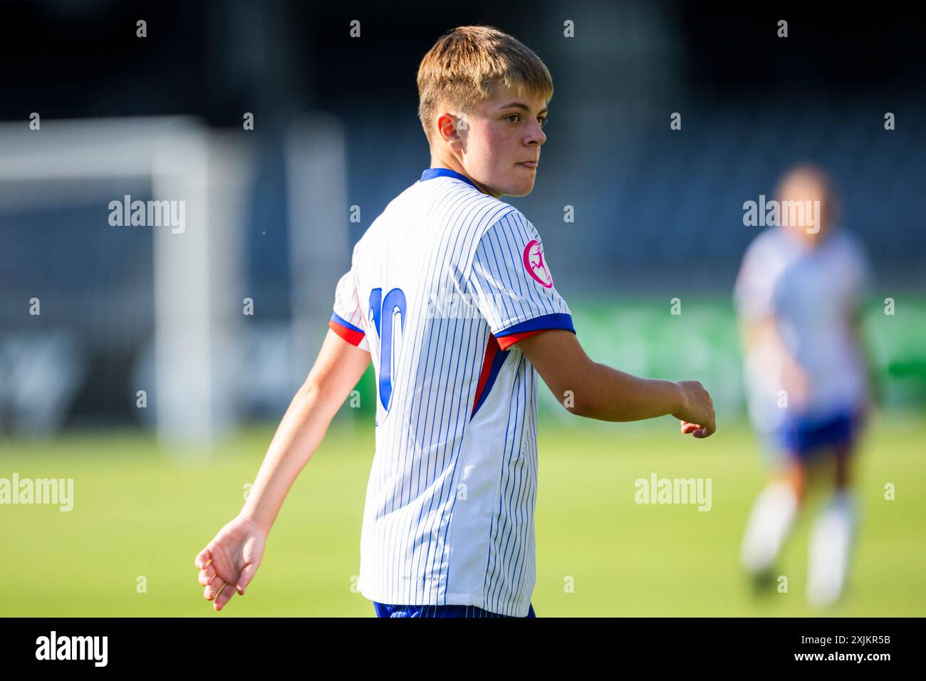 Kaunas, Lithuania, 17 July, 2024. Lucie Calba of France reacts during ...