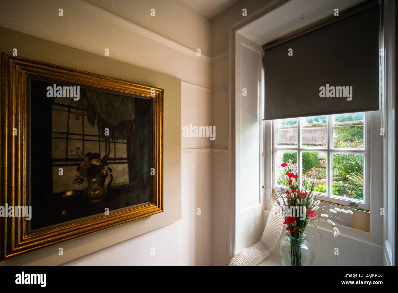 Zinnias and a Lustre Bowl painting - lit by window from which can be ...