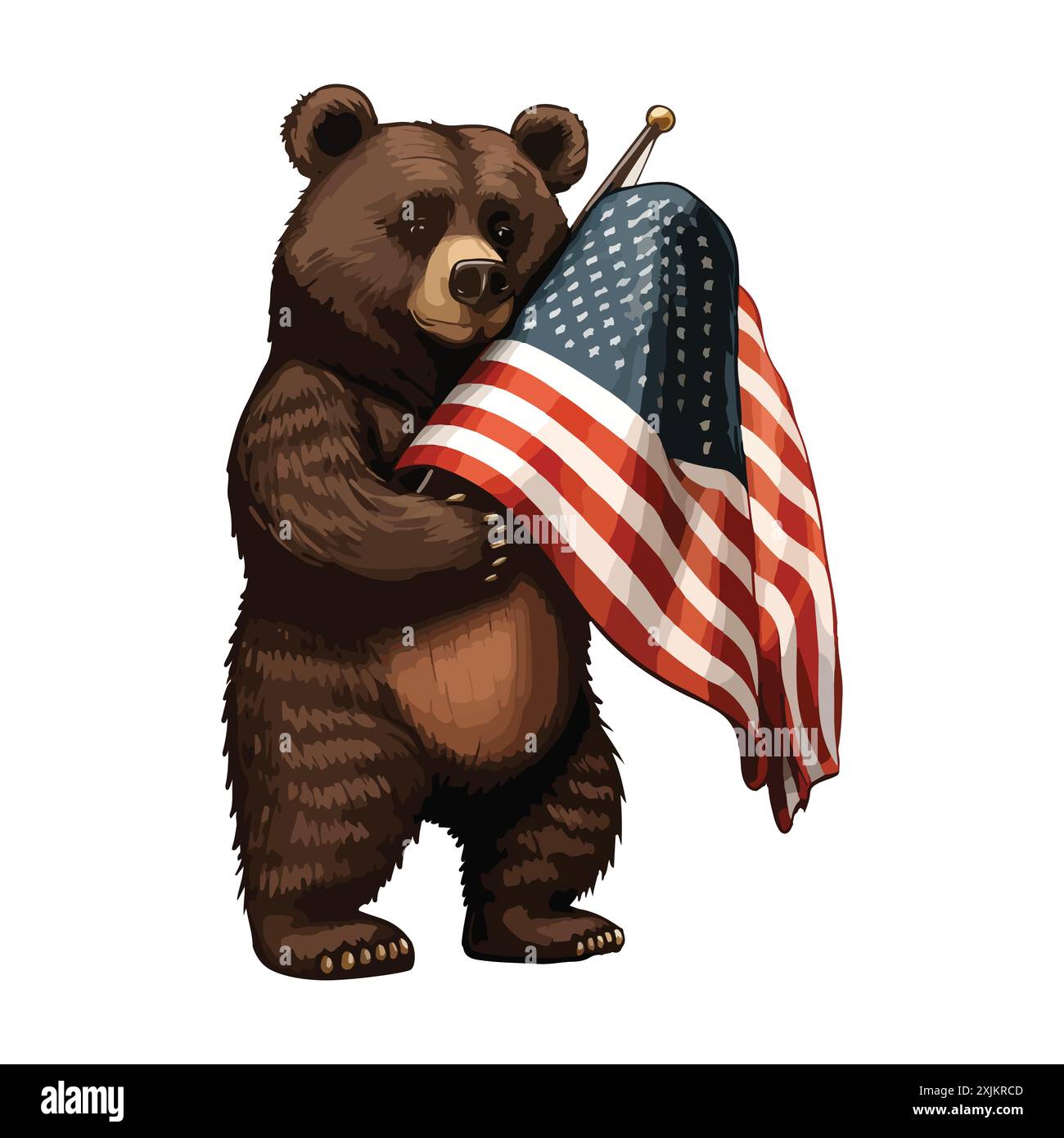 Bear Holding an American Flag Vector Stock Vector Image & Art - Alamy