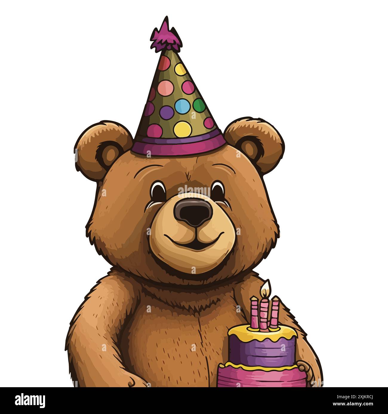 Bear Birthday Vector Illustration Stock Vector Image & Art - Alamy