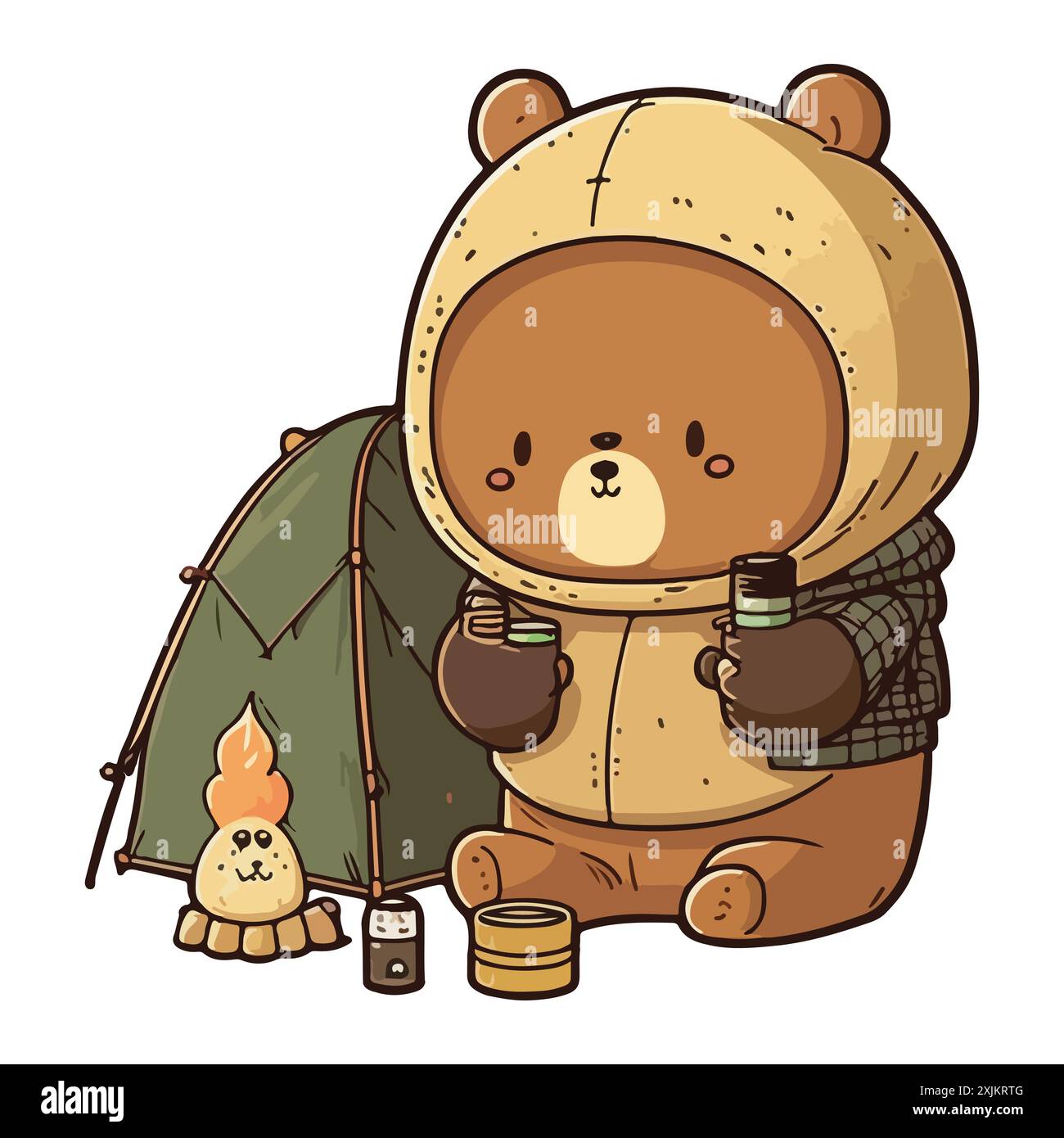 Bear Camping Vector Illustration Stock Vector Image & Art - Alamy