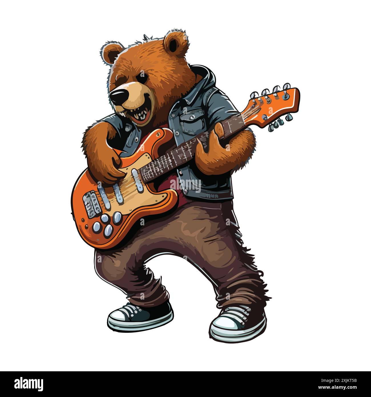 Bear Playing Guitar Vector Illustration Stock Vector Image & Art - Alamy