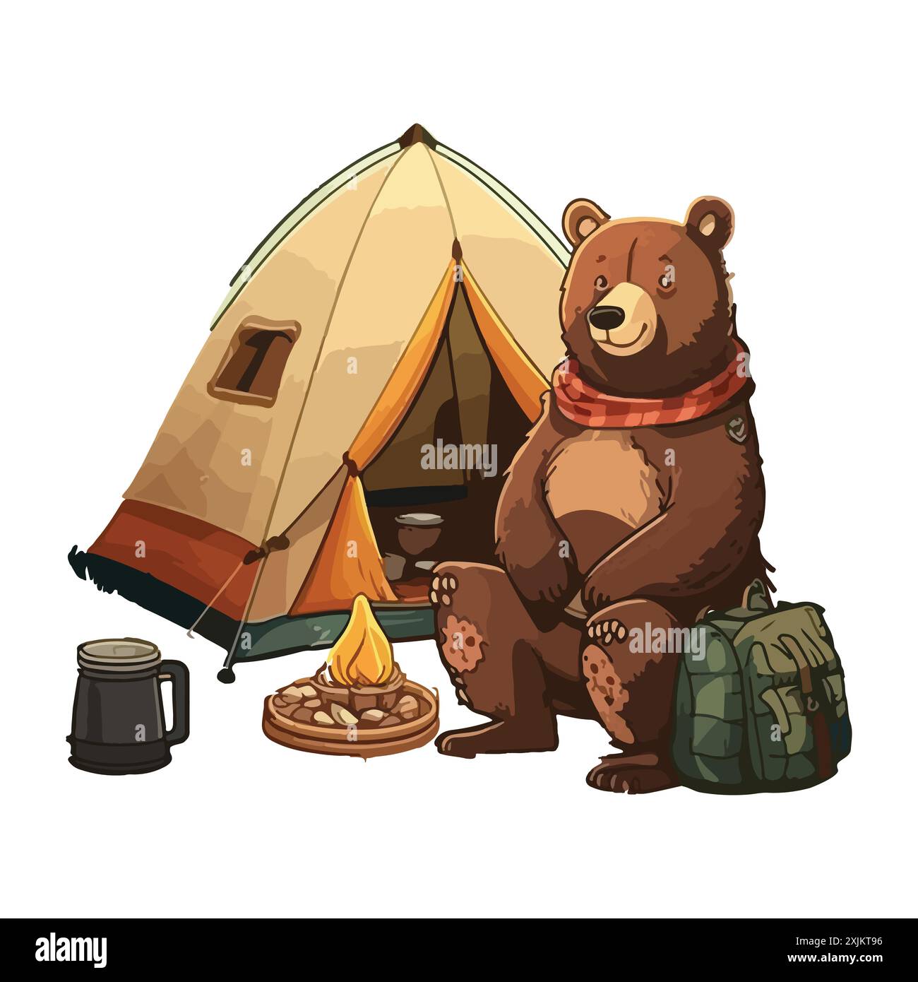 Bear Camping Vector Illustration Stock Vector Image & Art - Alamy