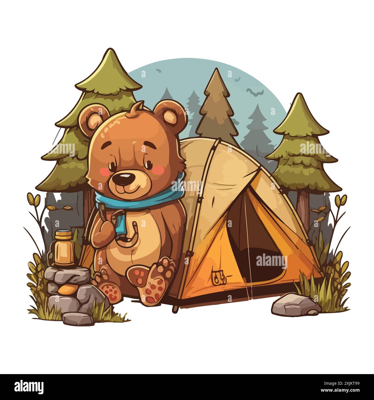 Bear Camping Vector Illustration Stock Vector Image & Art - Alamy