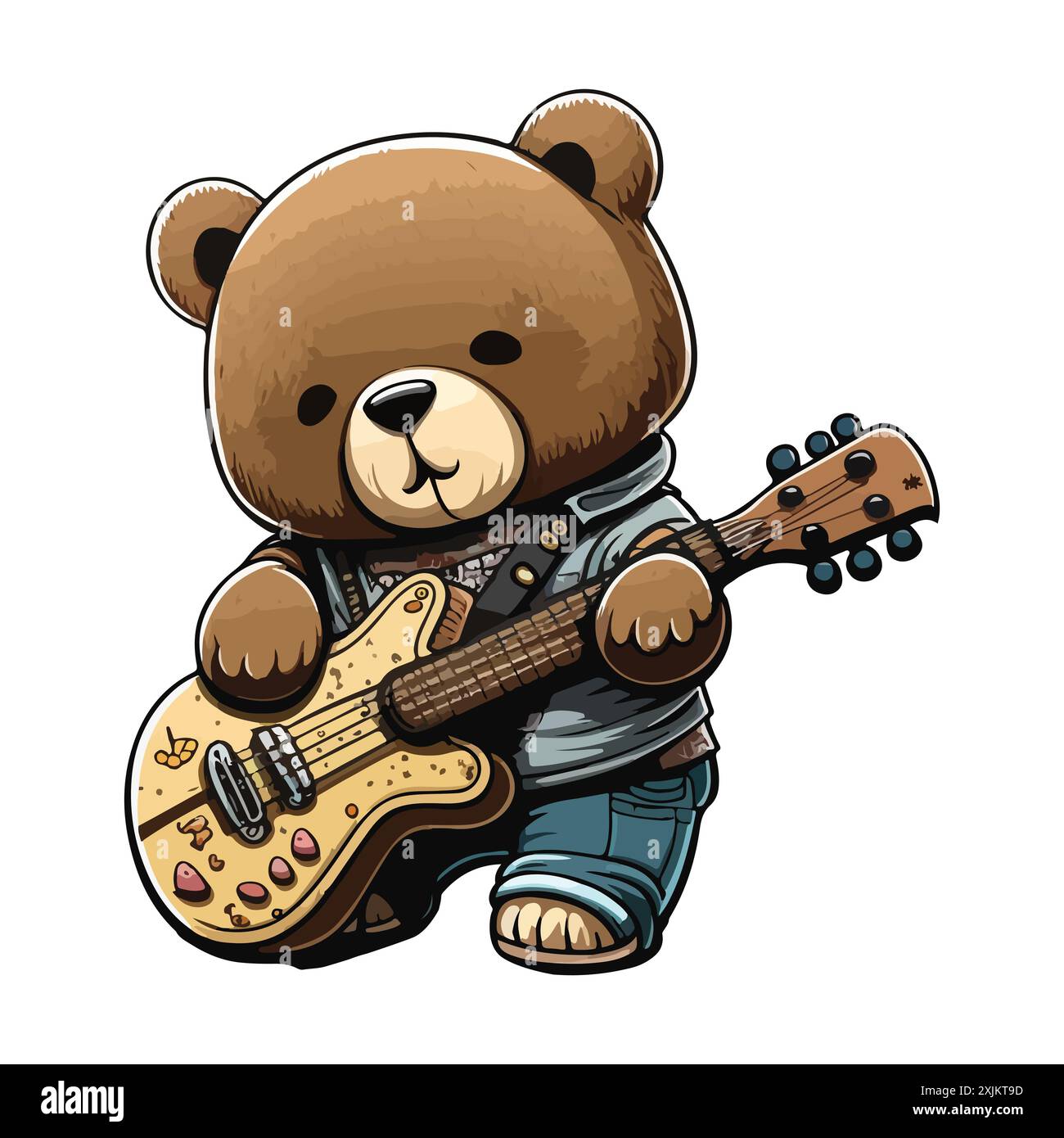 Bear Playing Guitar Vector Illustration Stock Vector Image & Art - Alamy