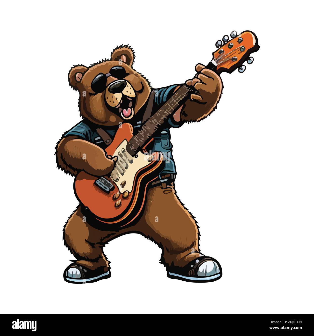 Bear Playing Guitar Vector Illustration Stock Vector Image & Art - Alamy
