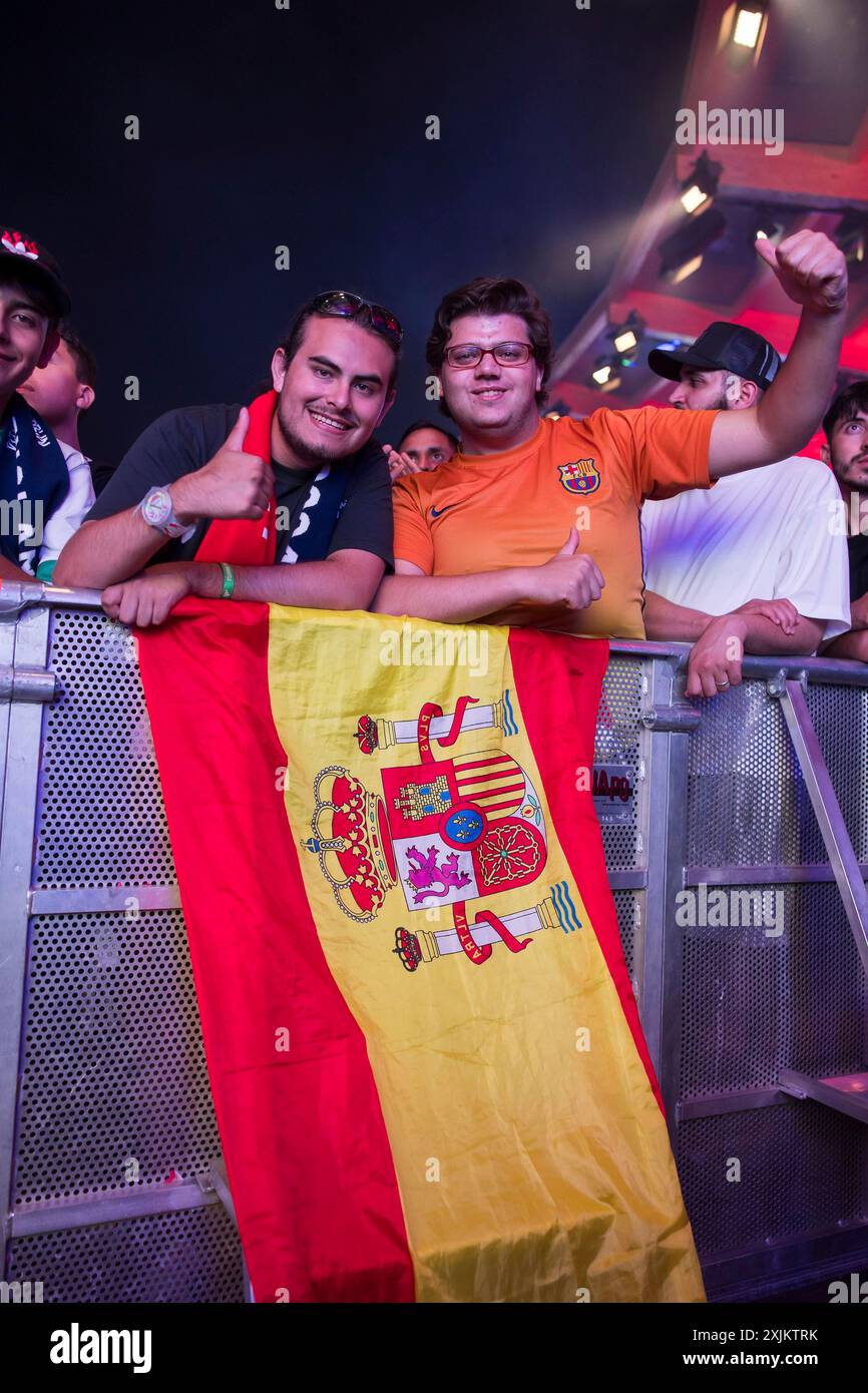 Fans of the Spanish team at the Adidas fan zone at the Bundestag during ...
