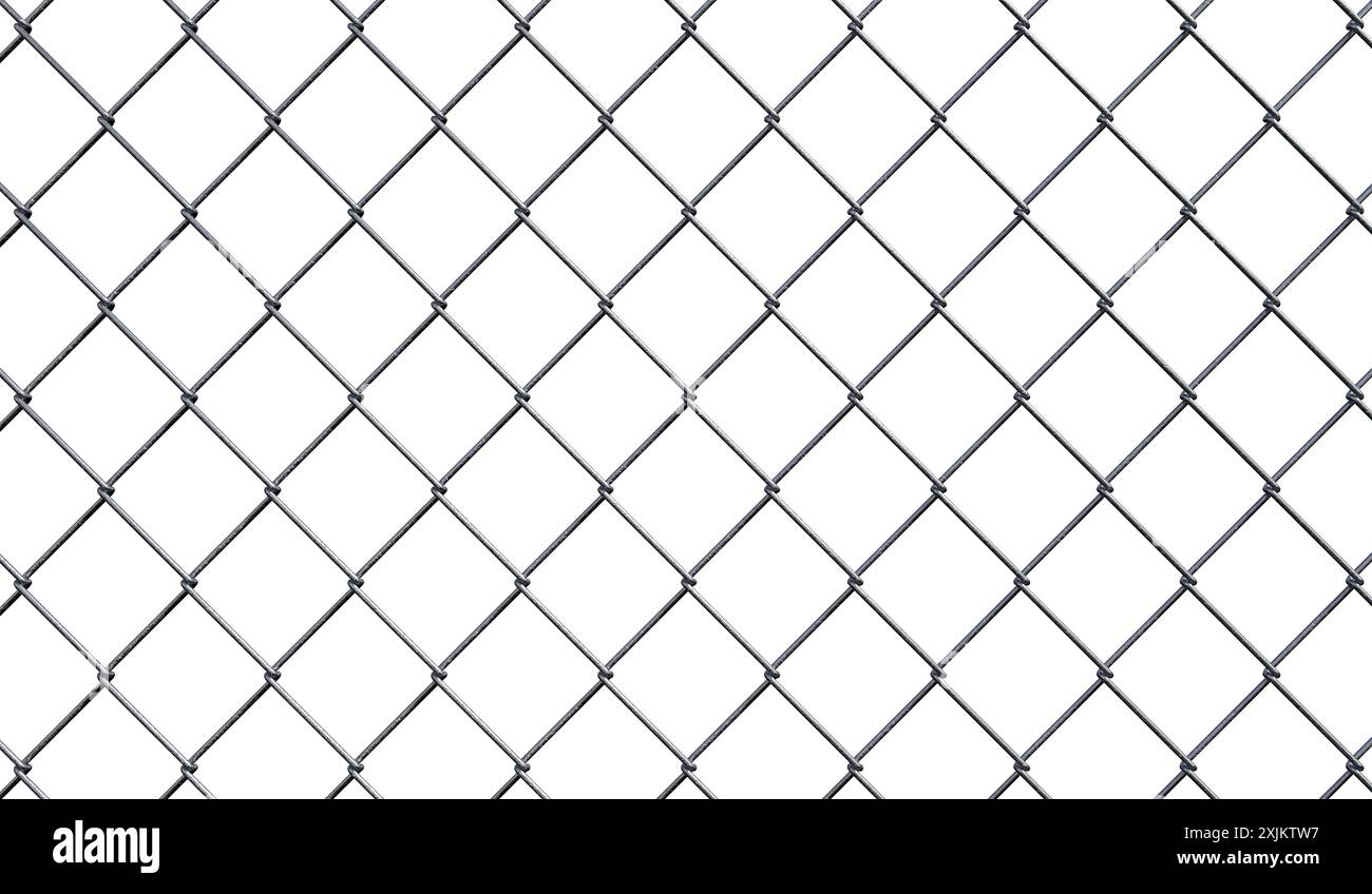 Mesh wire fence isolated on white background - 3d illustration Stock ...