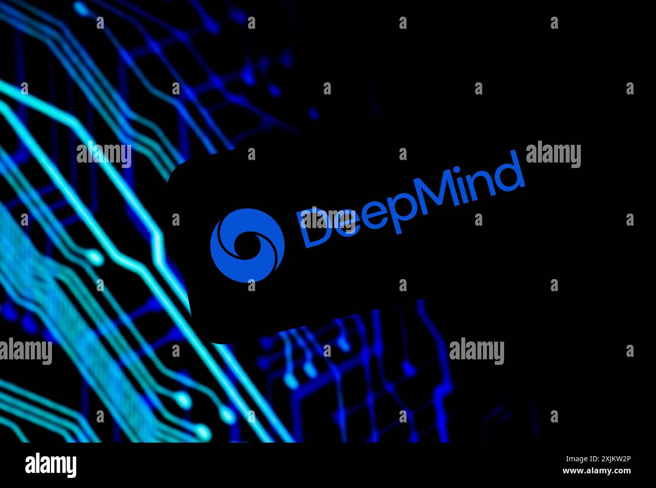 Guwahati, India. 8 December 2023. In this photo illustration a Deepmind ...