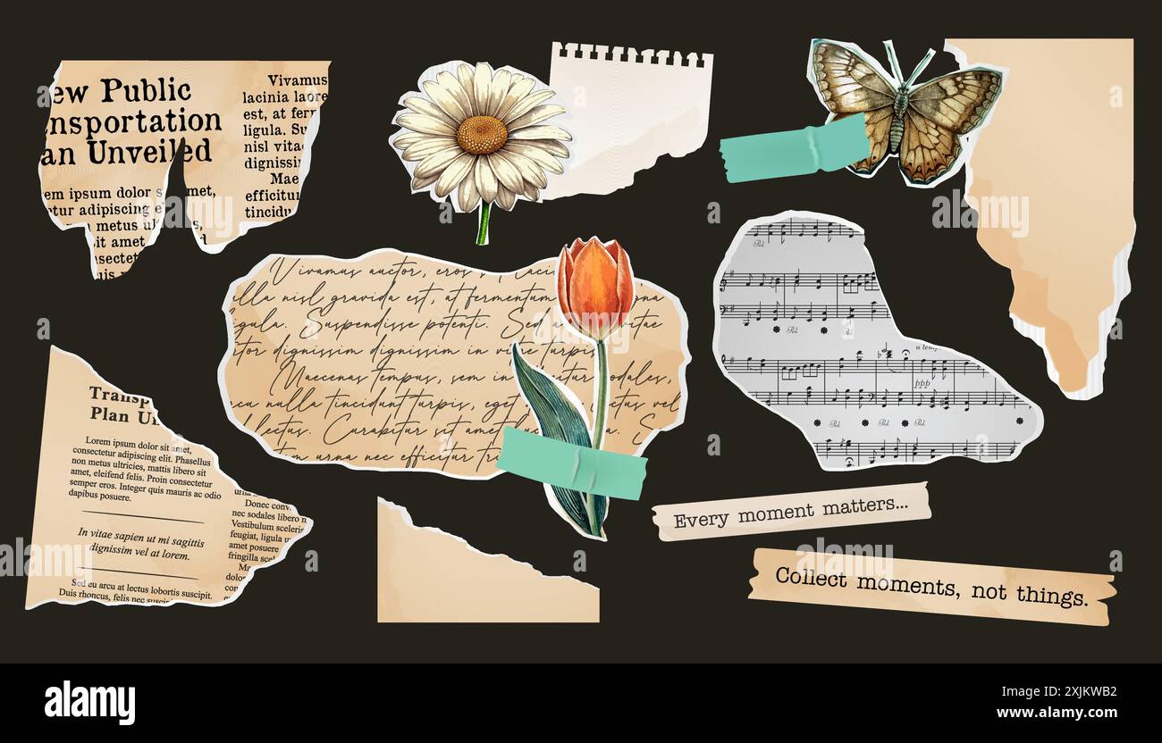 Torn paper flower collage Stock Vector Images - Alamy