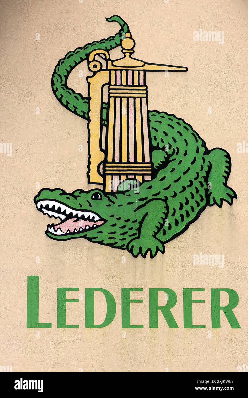 Legendary crocodile figure, logo of the Lederer Brewery, Nuremberg ...