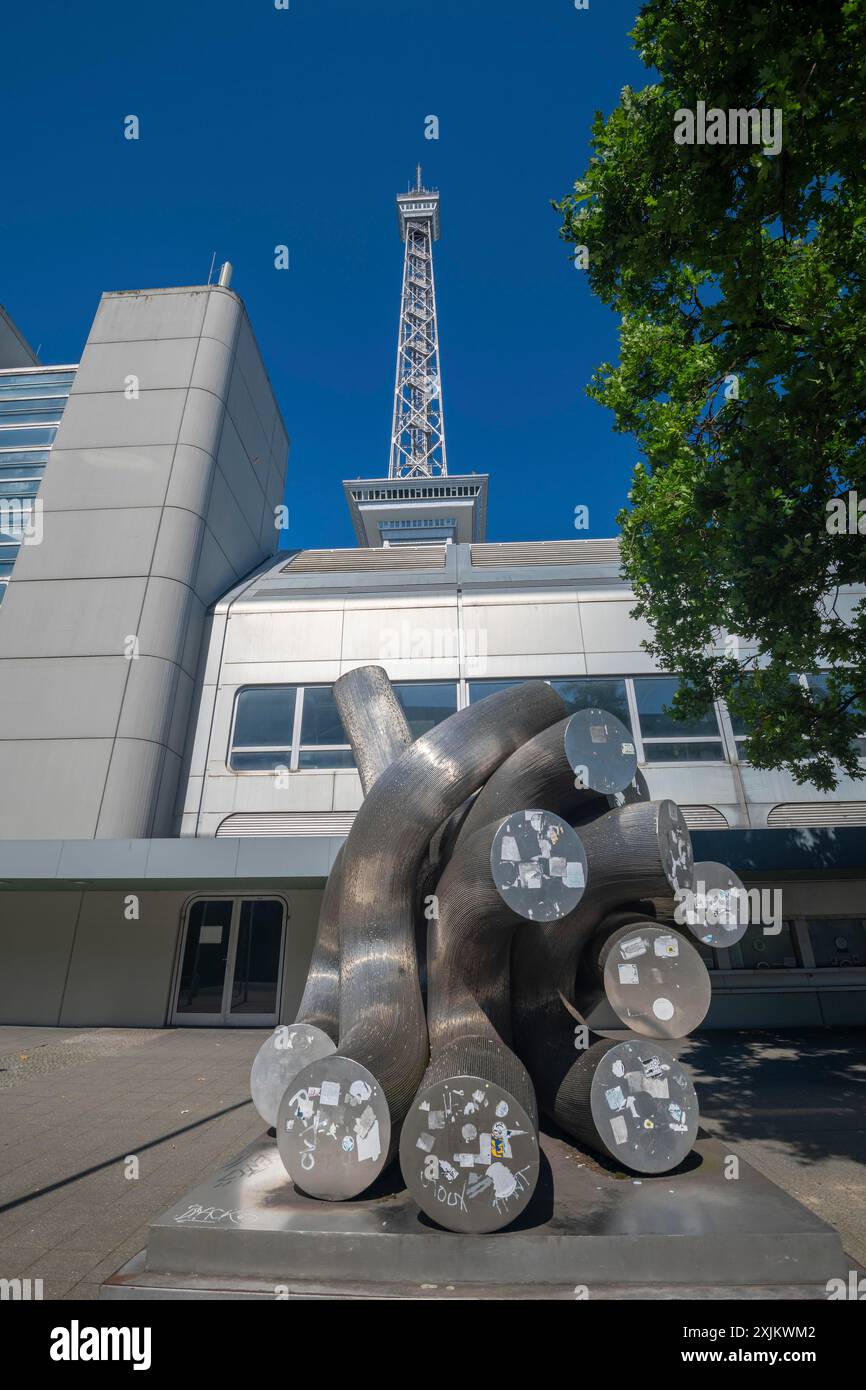Sculpture defaced by vandalism, art object, Berlin Radio Tower, Westend ...