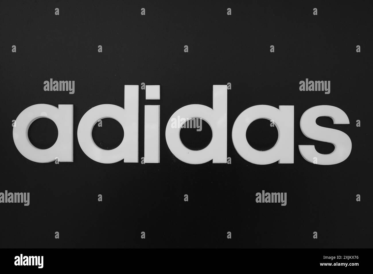Adidas brand logo, black and white, Roermond, Netherlands Stock Photo ...