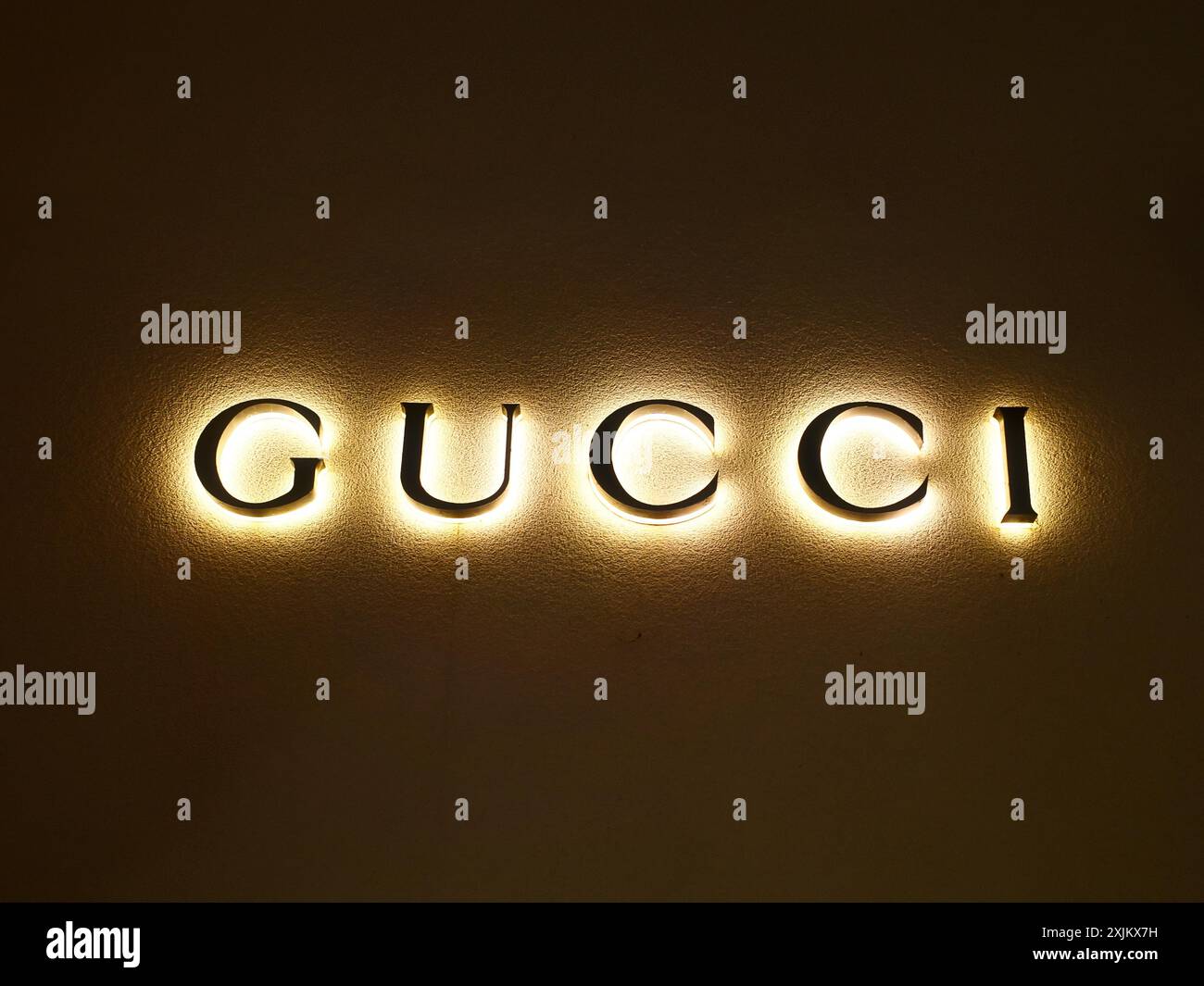Lettering of the Gucci brand, Roermond, Netherlands Stock Photo - Alamy