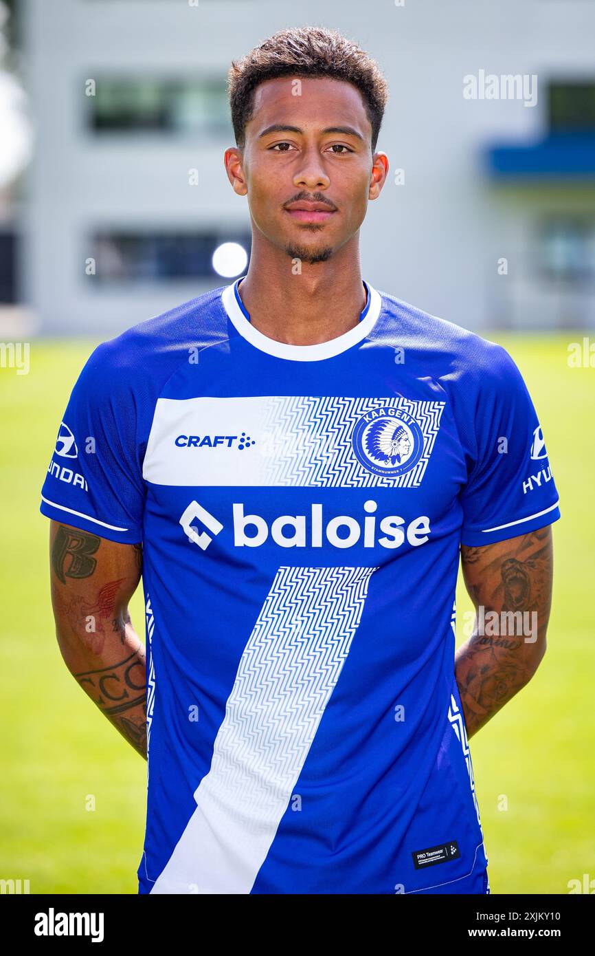 Gent, Belgium. 19th July, 2024. Gent's Noah Fadiga poses for a portrait ...