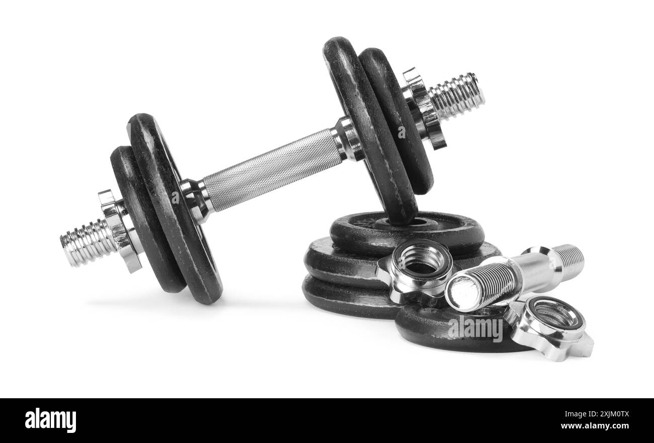 Barbell and parts of one isolated on white Stock Photo - Alamy