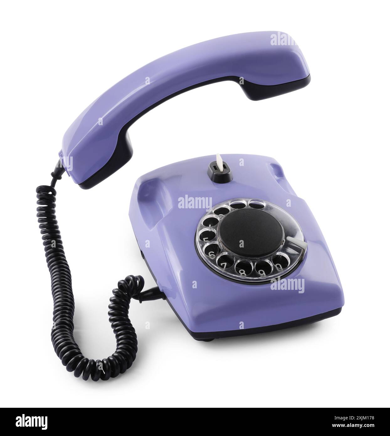 One violet telephone with handset isolated on white Stock Photo - Alamy