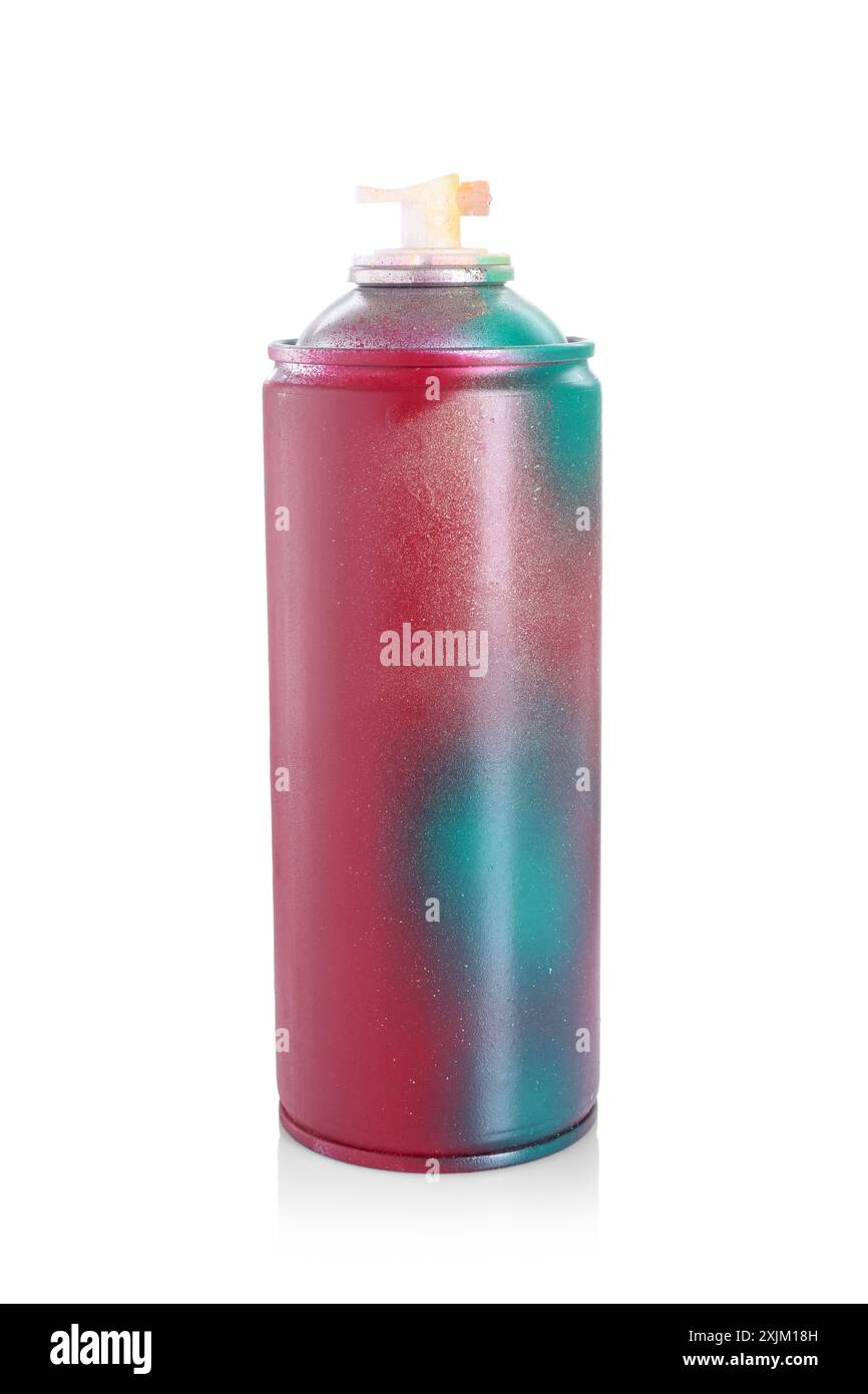 One can of bright spray paint isolated on white Stock Photo - Alamy