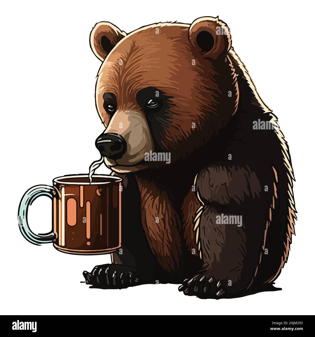 Bear Drinking Coffee Vector Illustration Stock Vector Image & Art - Alamy