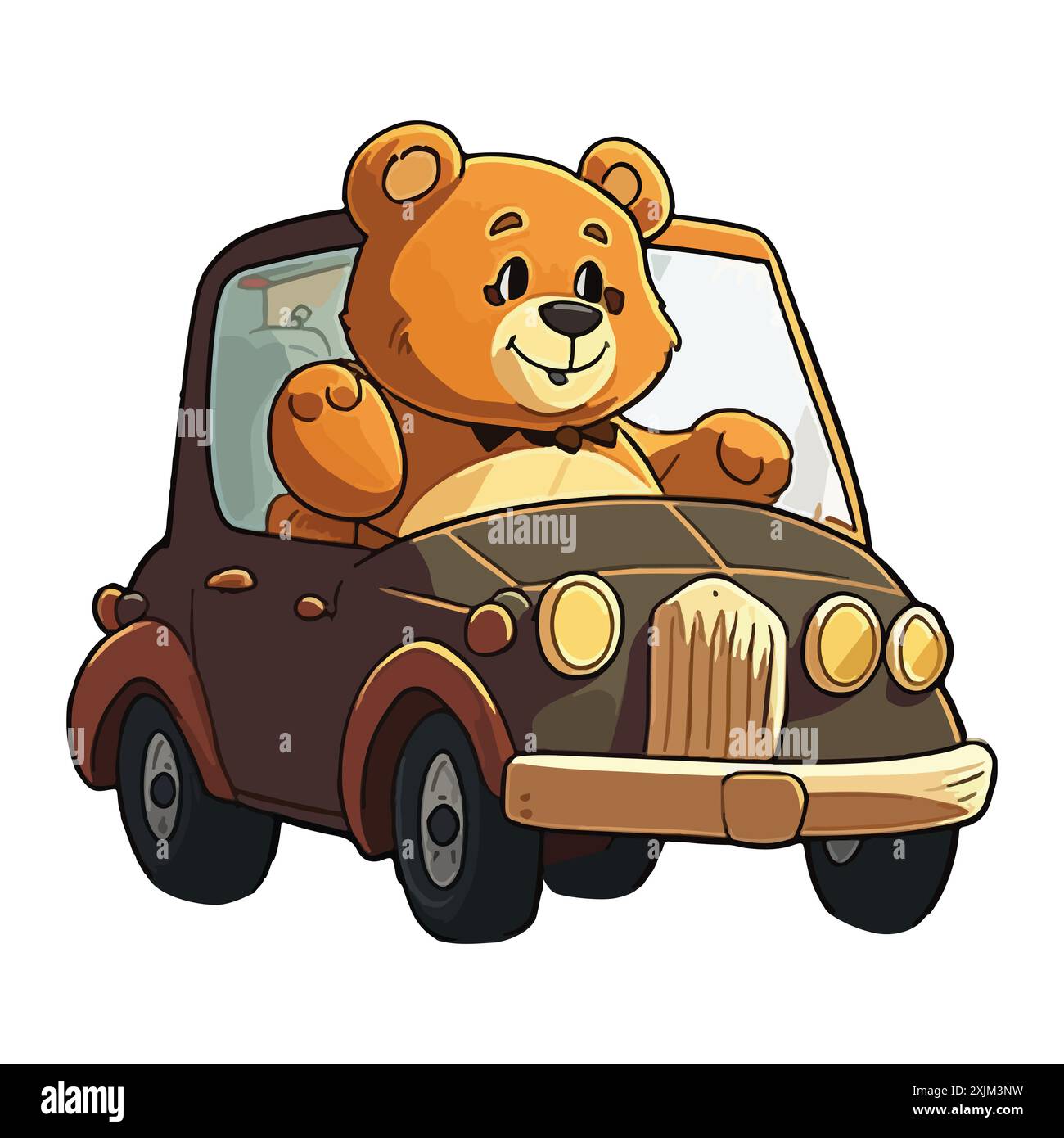 Bear Riding a Car Vector Illustration Stock Vector Image & Art - Alamy