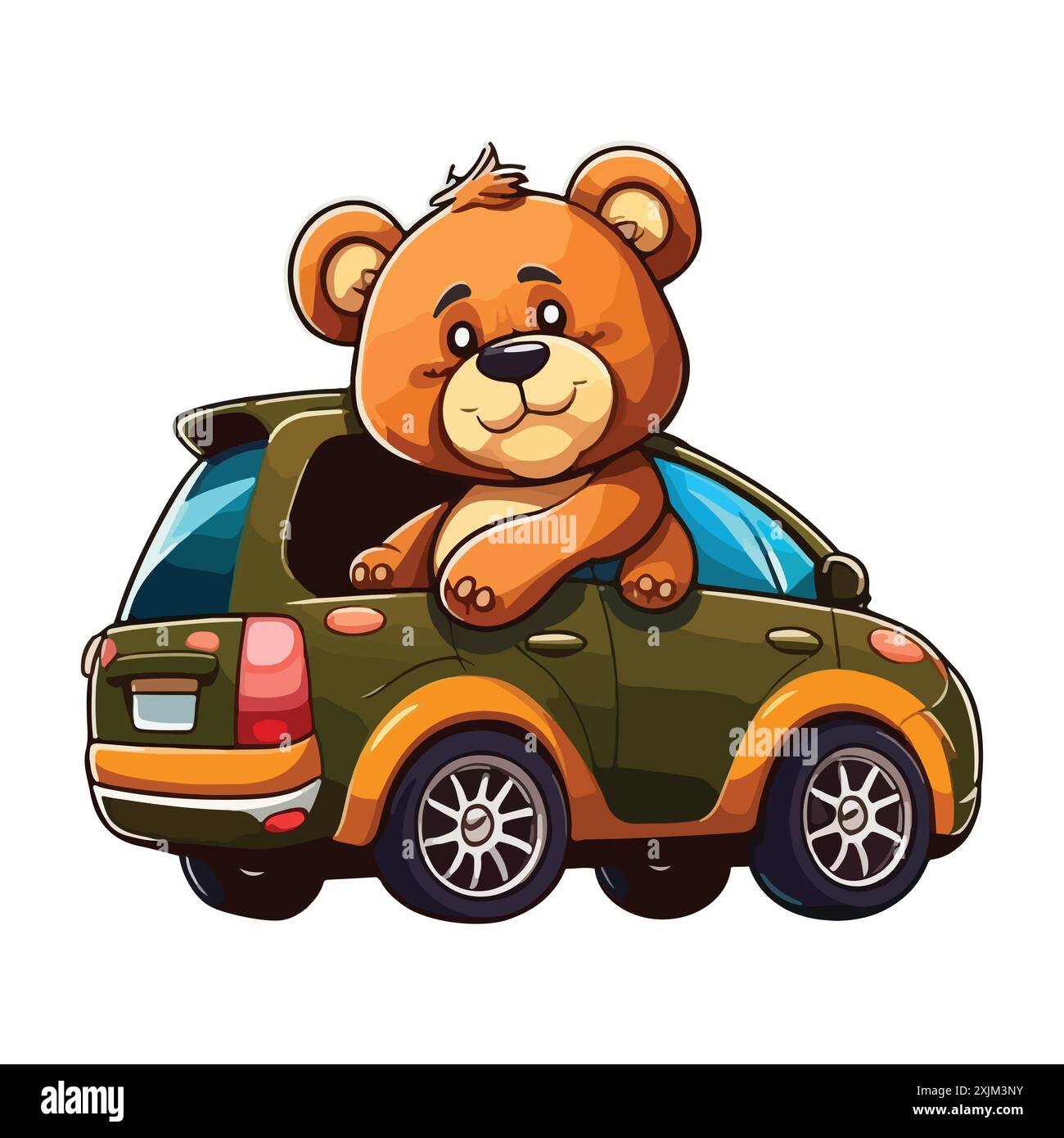 Bear Riding a Car Vector Illustration Stock Vector Image & Art - Alamy