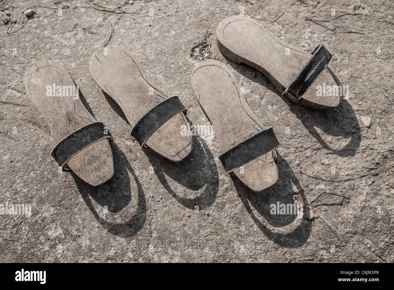closeup old turkish handmade wooden slippers Stock Photo - Alamy