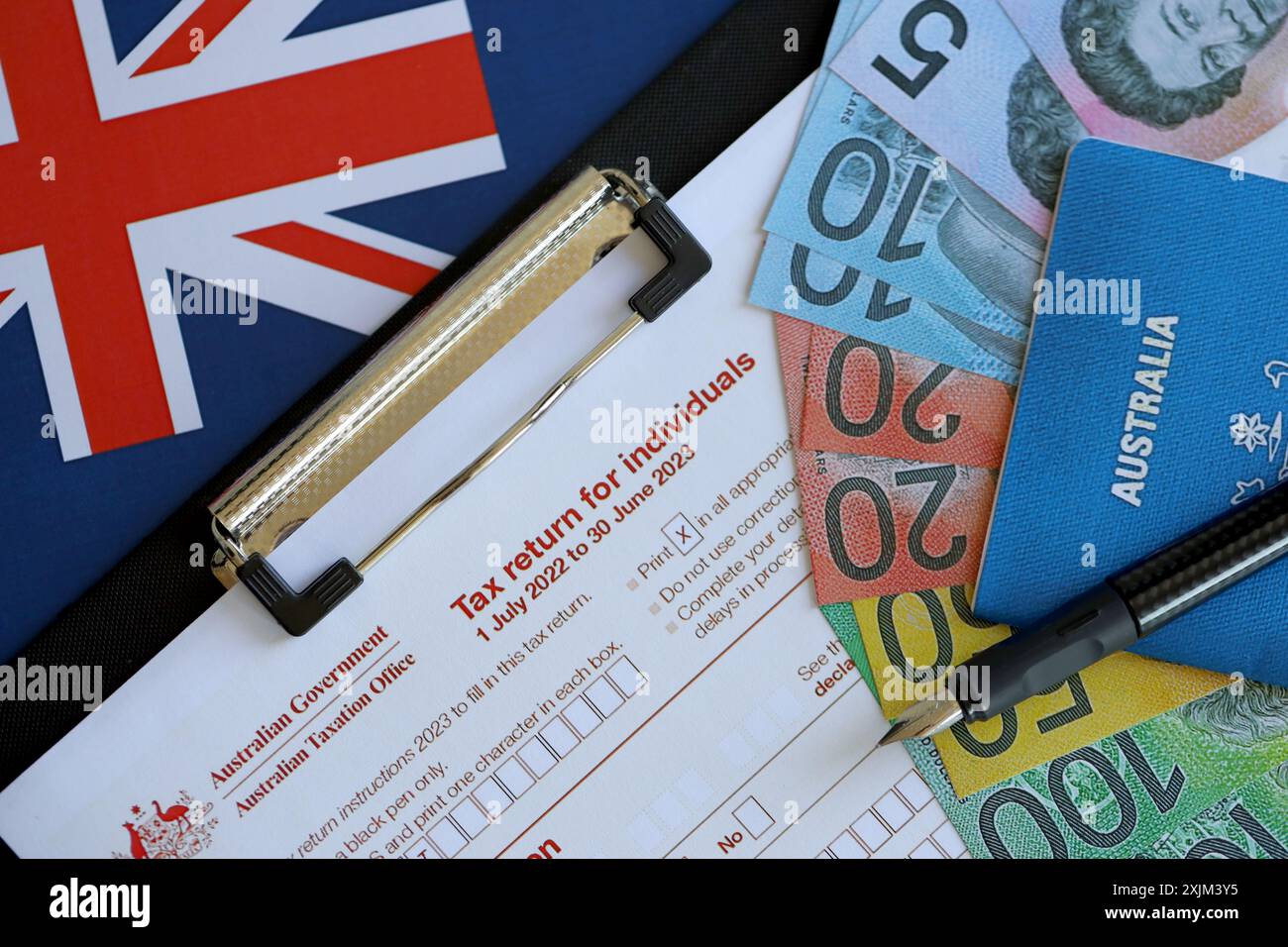 KYIV, UKRAINE - JULY 10, 2024 Australian Tax Return for individuals ...