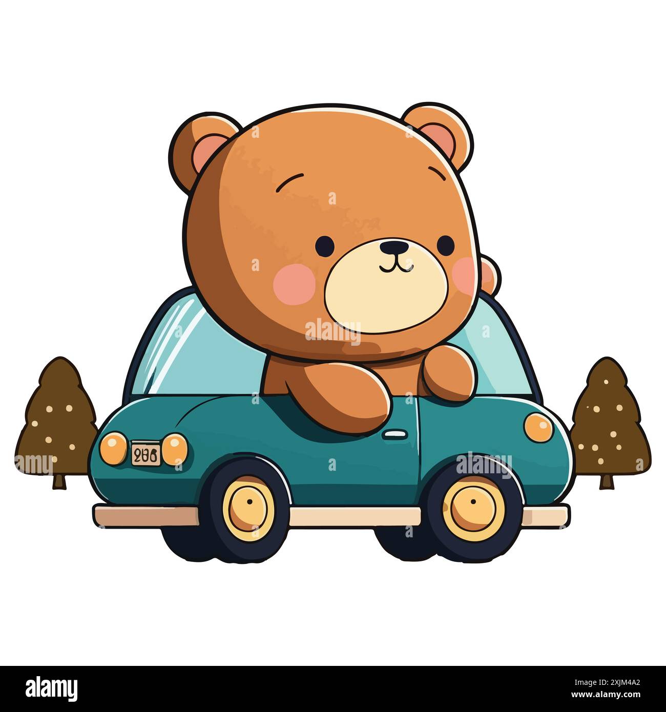 Bear Riding a Car Vector Illustration Stock Vector Image & Art - Alamy