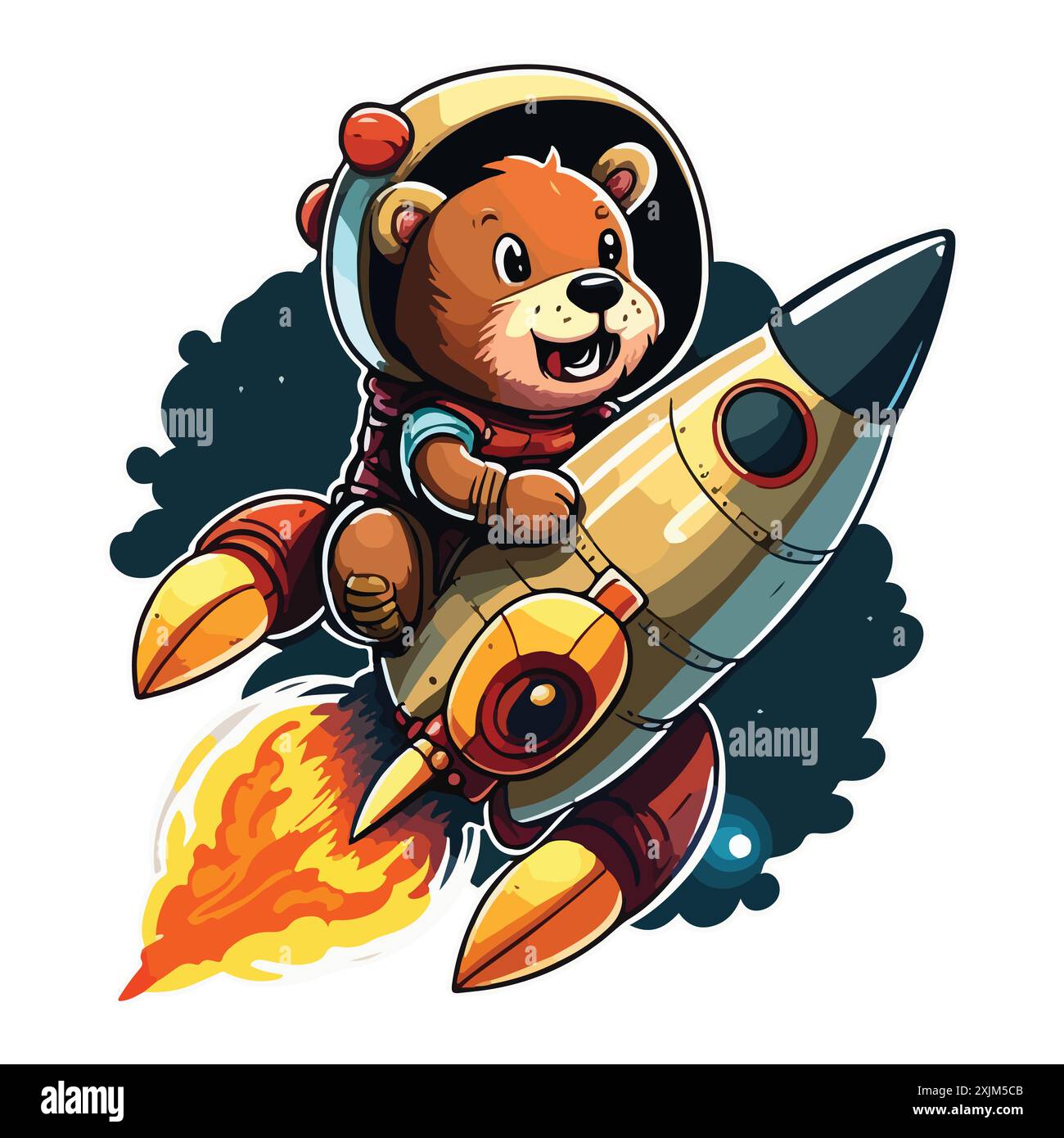 Bear Riding a Rocket Vector Illustration Stock Vector Image & Art - Alamy