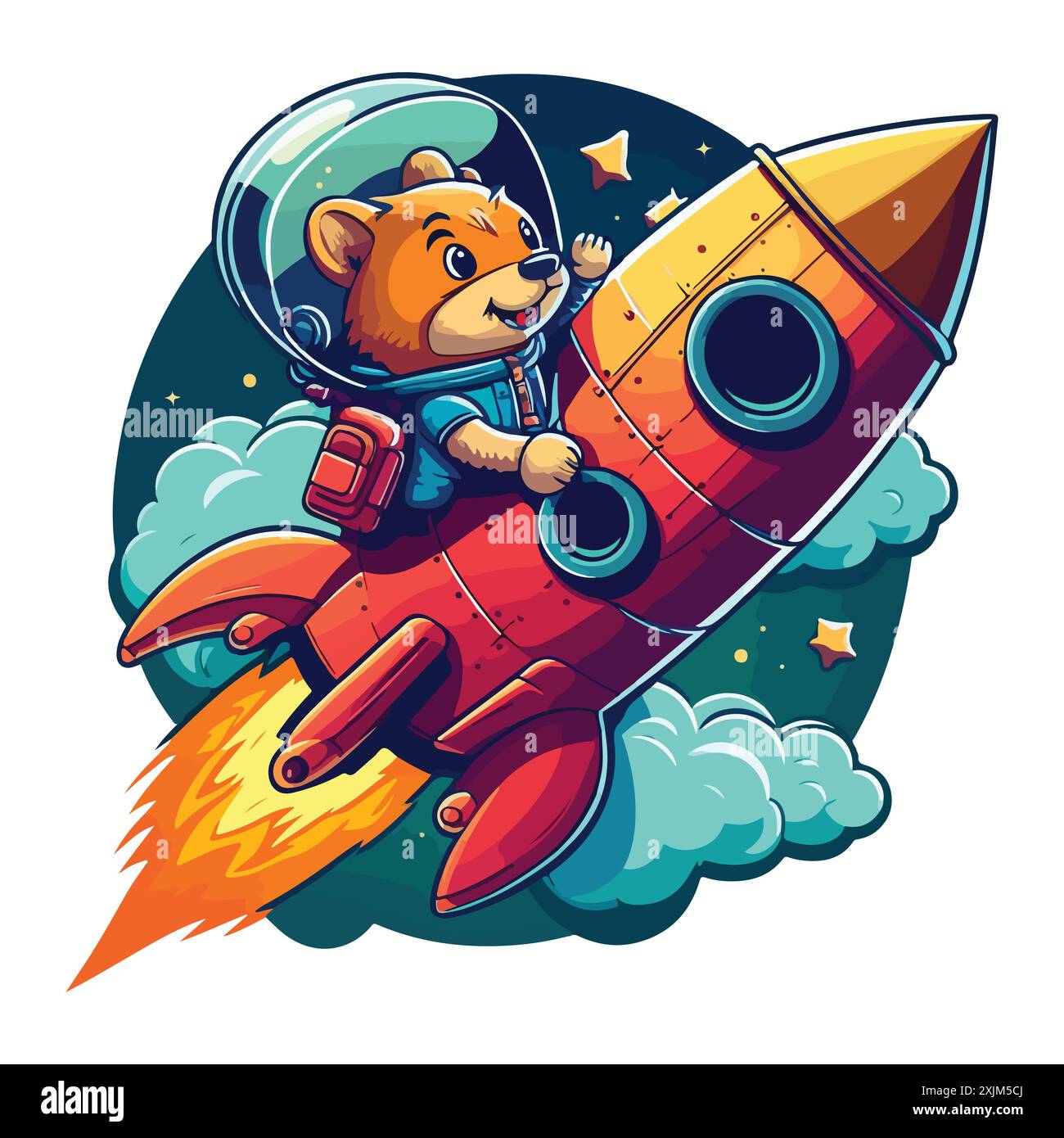 Bear Riding a Rocket Vector Illustration Stock Vector Image & Art - Alamy